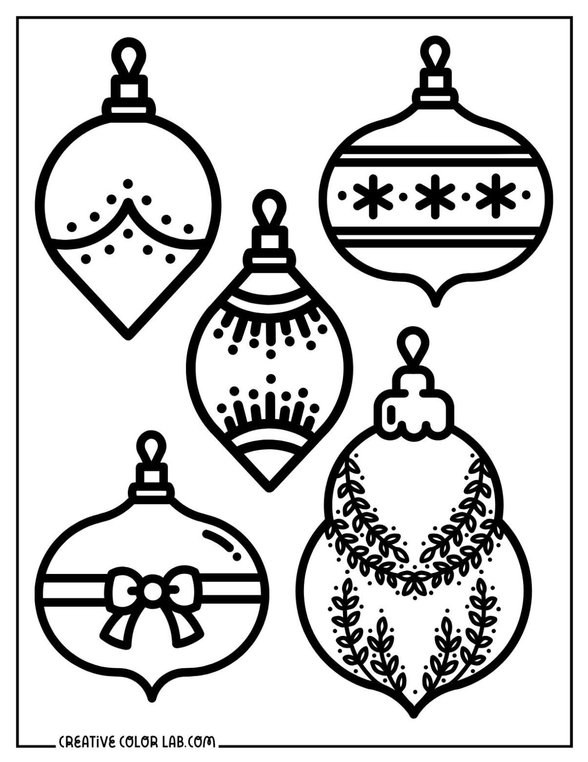Christmas Ornaments Coloring Pages PDF Printables