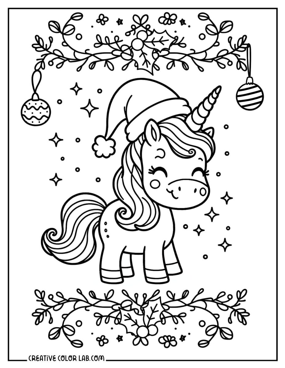 Christmas Unicorn Coloring Pages | Free Magical PDFs