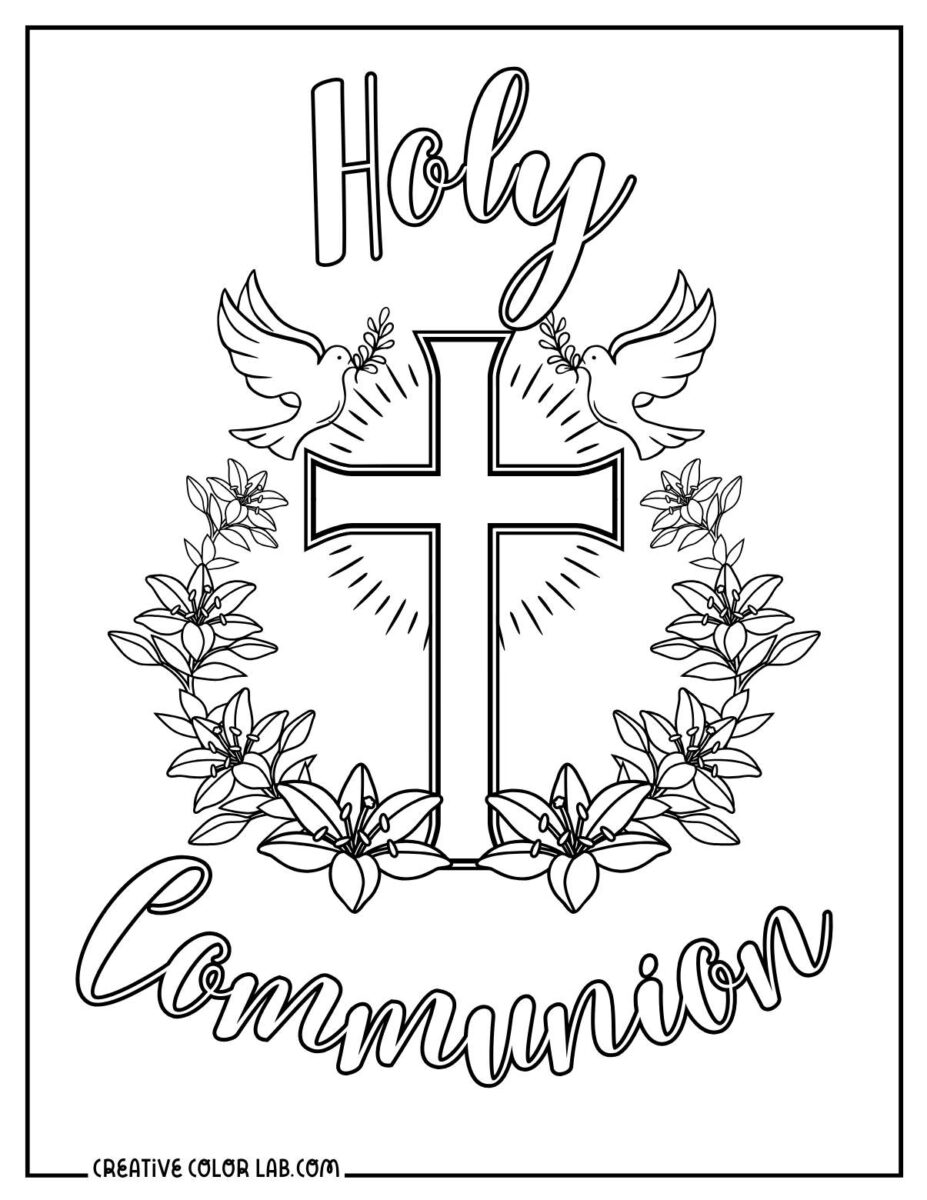Printable, Free First Communion Coloring Page