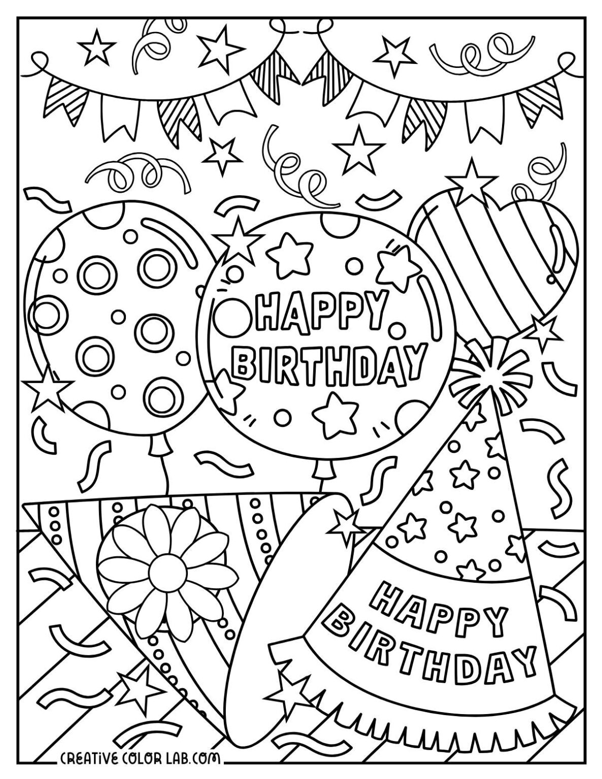 46 Happy Birthday Coloring Pages | Free PDF Printables