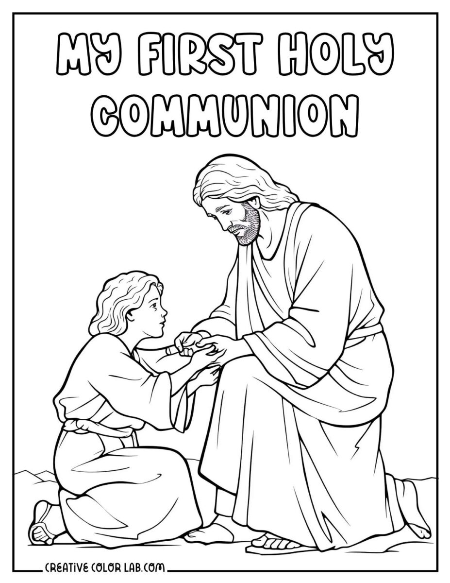 Printable, Free First Communion Coloring Page