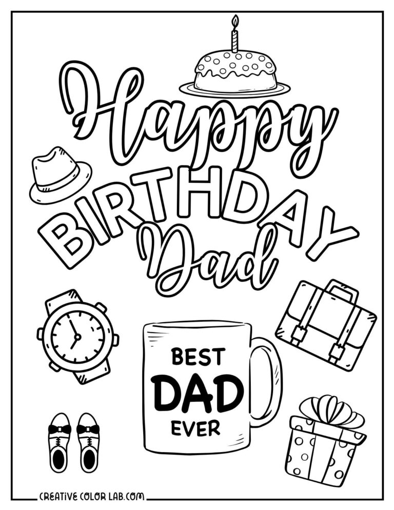 46 Happy Birthday Coloring Pages | Free PDF Printables