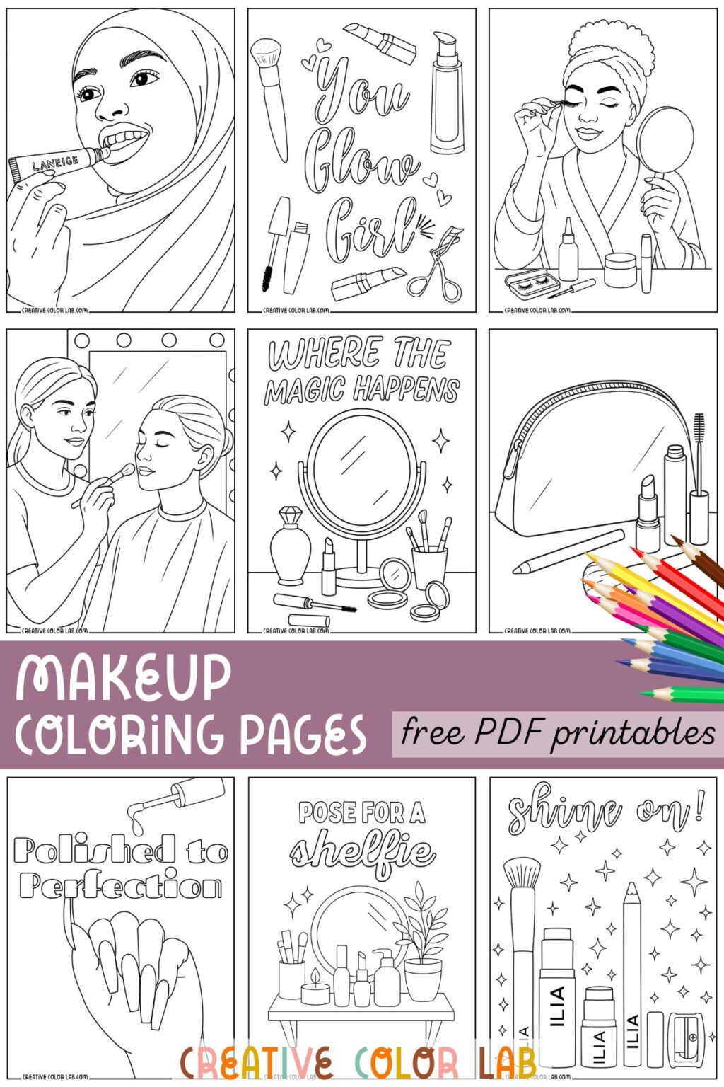 Downloadable Makeup Coloring Pages | Free PDFs