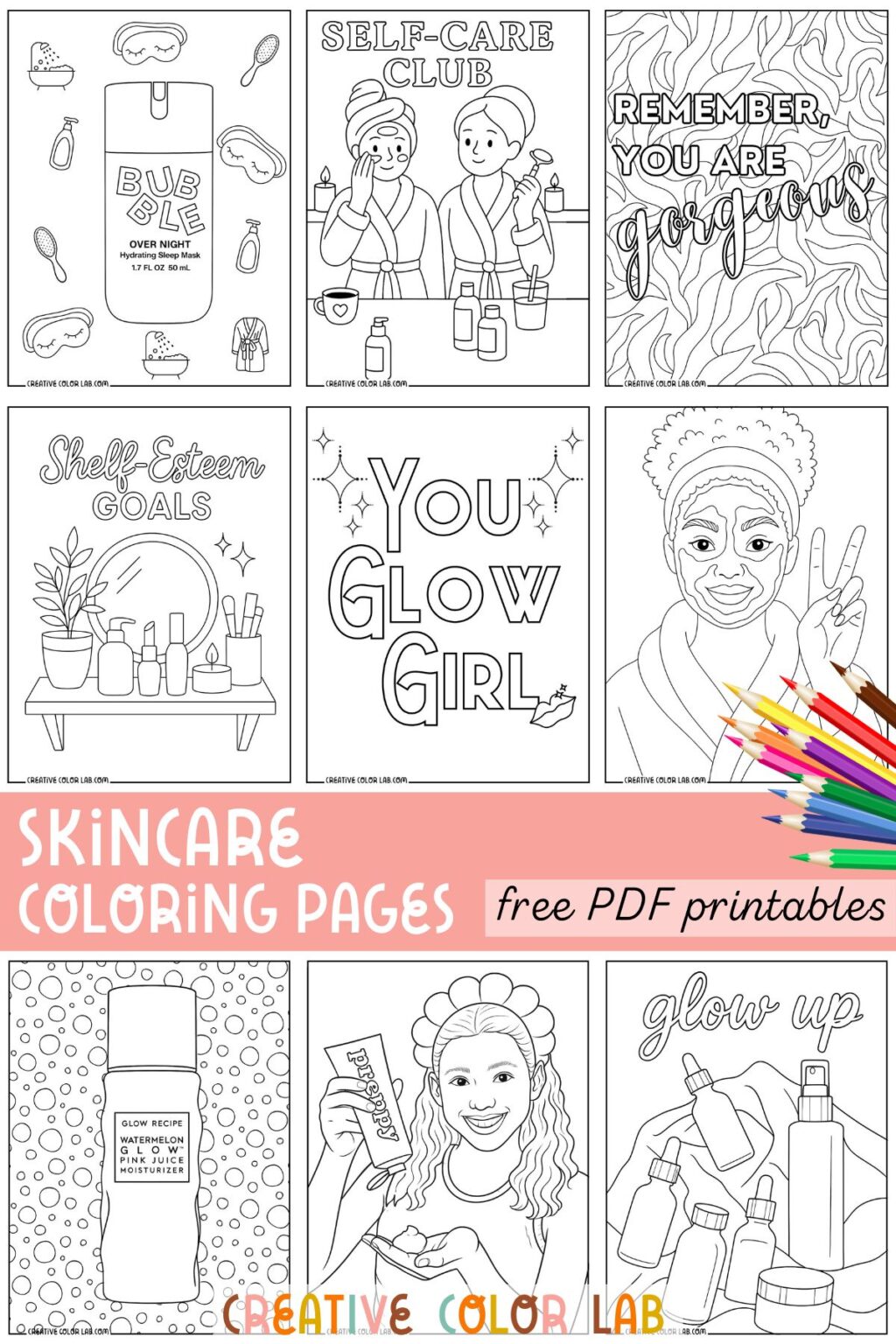 Downloadable Skincare Coloring Pages