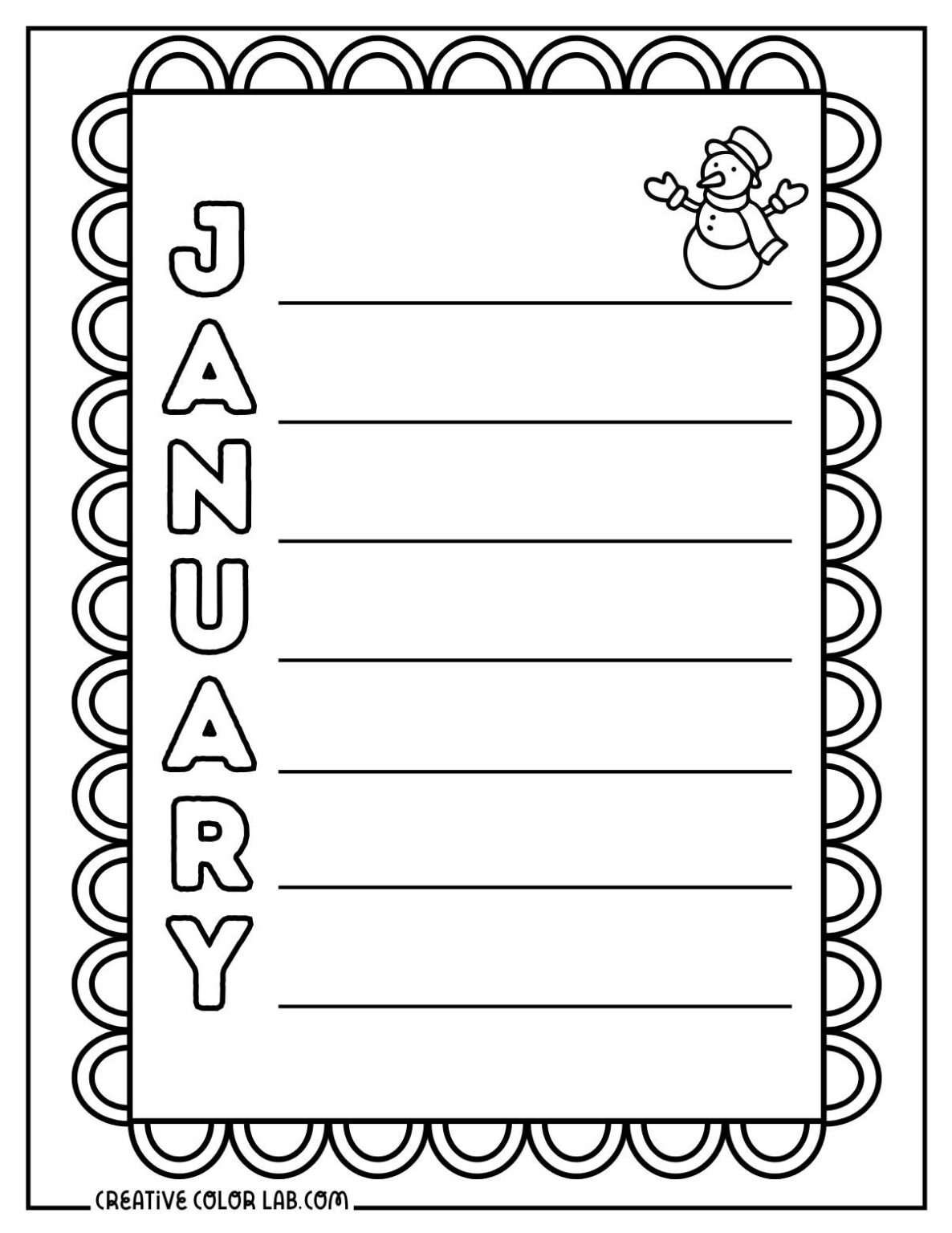 Printable January Coloring Pages | Free PDFs