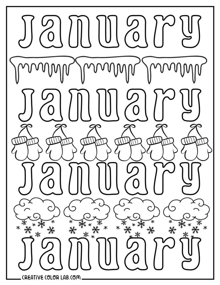 Printable January Coloring Pages | Free PDFs