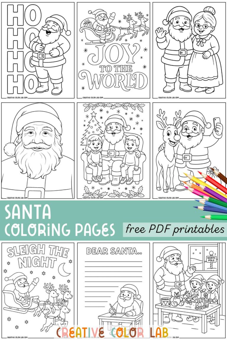Printable Santa Coloring Pages | Free PDF Downloads