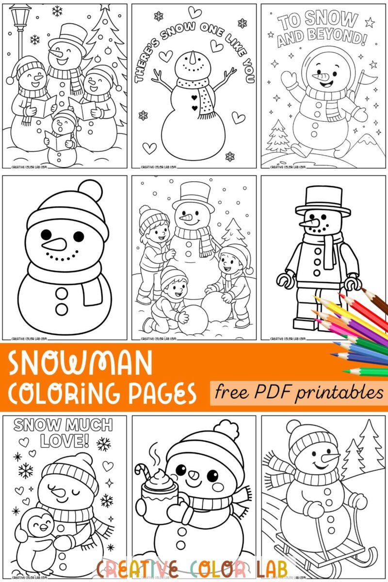 Snowman Coloring Pages | Free Printable PDFs