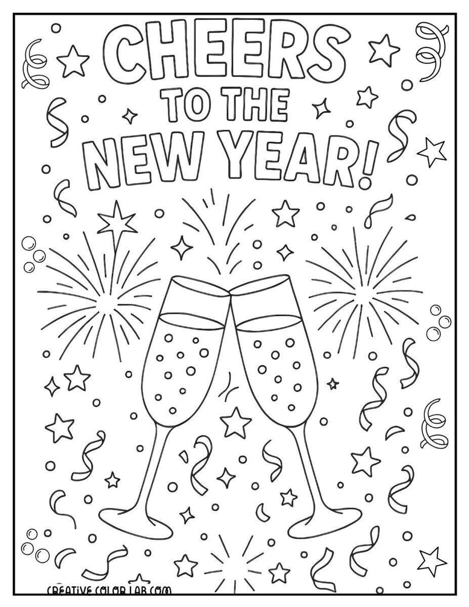 35 Free New Year Coloring Pages | Printable PDFs
