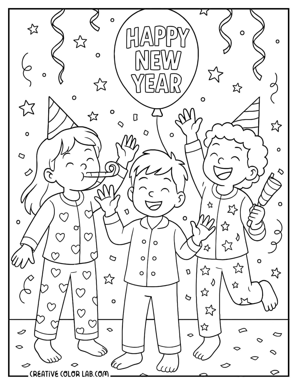 35 Free New Year Coloring Pages | Printable PDFs