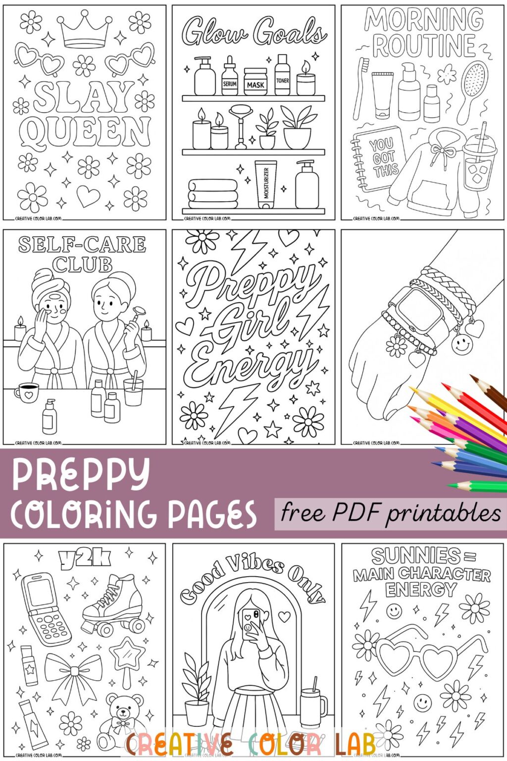 Free Preppy Coloring Pages | Printable PDFs